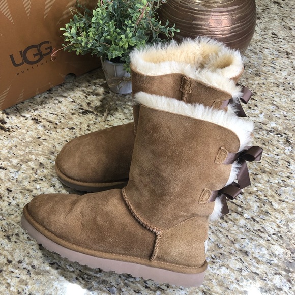UGG | Shoes | Ugg Bailey Bow Ii Water Resistant Genuine Shearling Boot Brown 7 | Poshmark